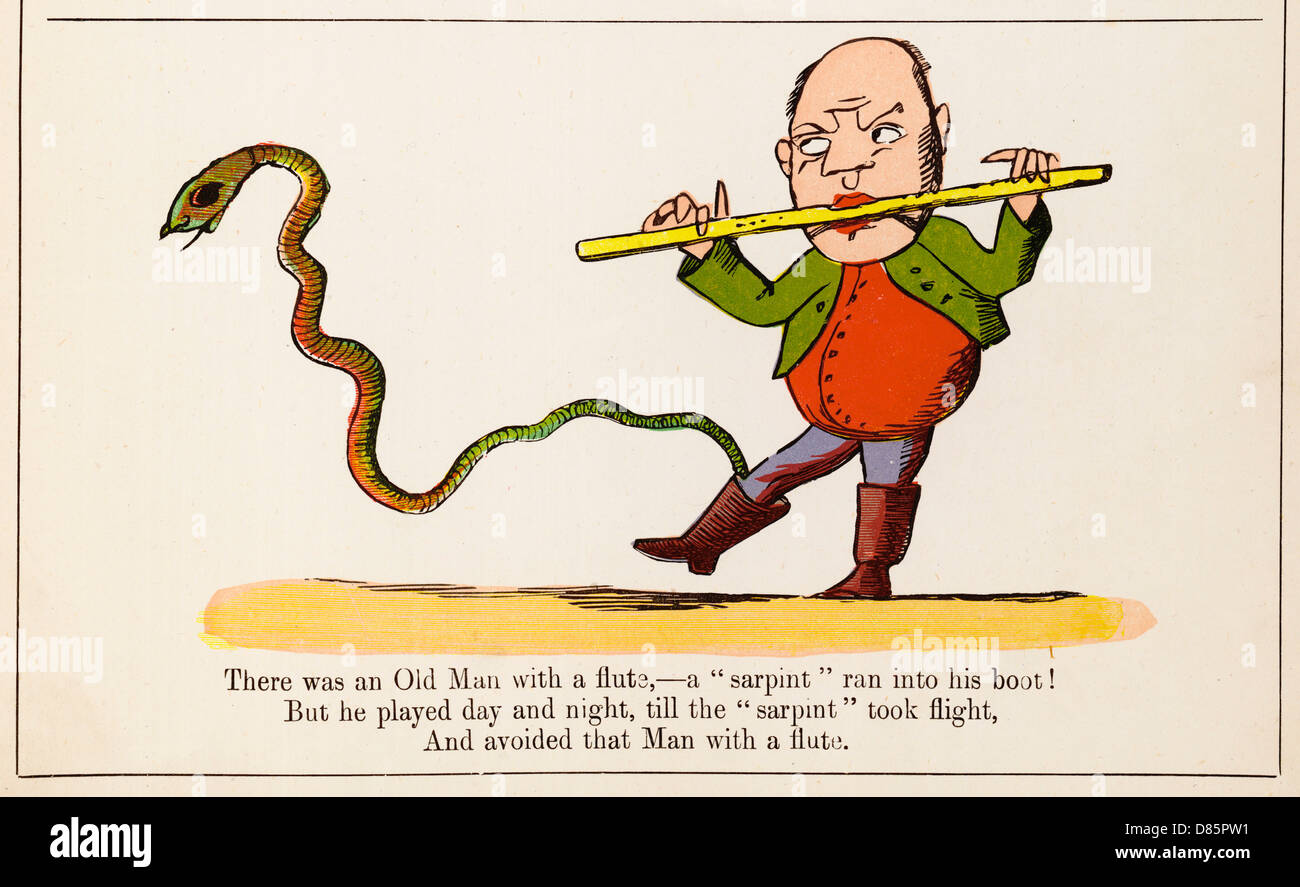 Old Man With A Flute, Edward Lear Stock Photo - Alamy