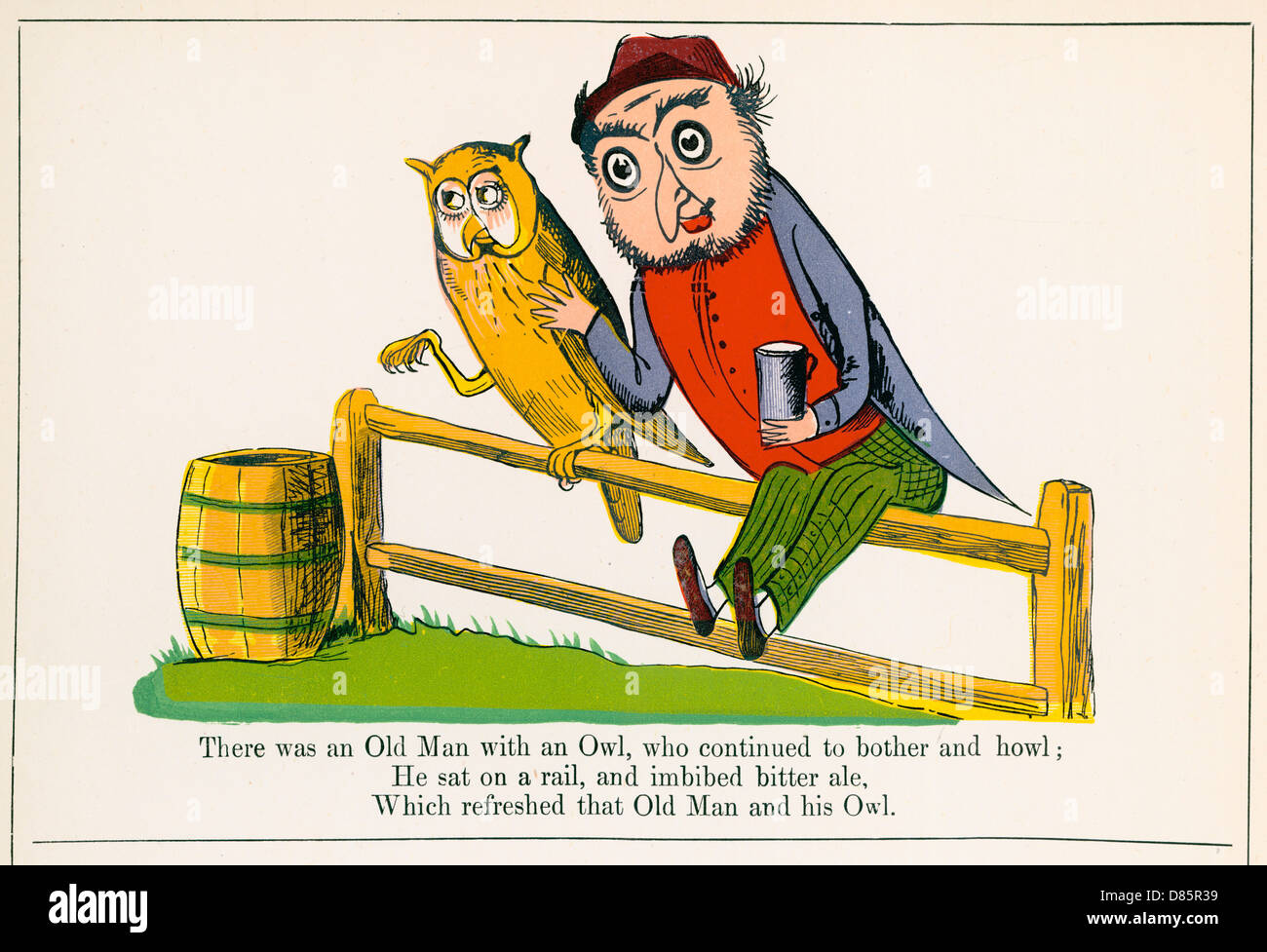 Old Man With An Owl, Edward Lear Stock Photo - Alamy