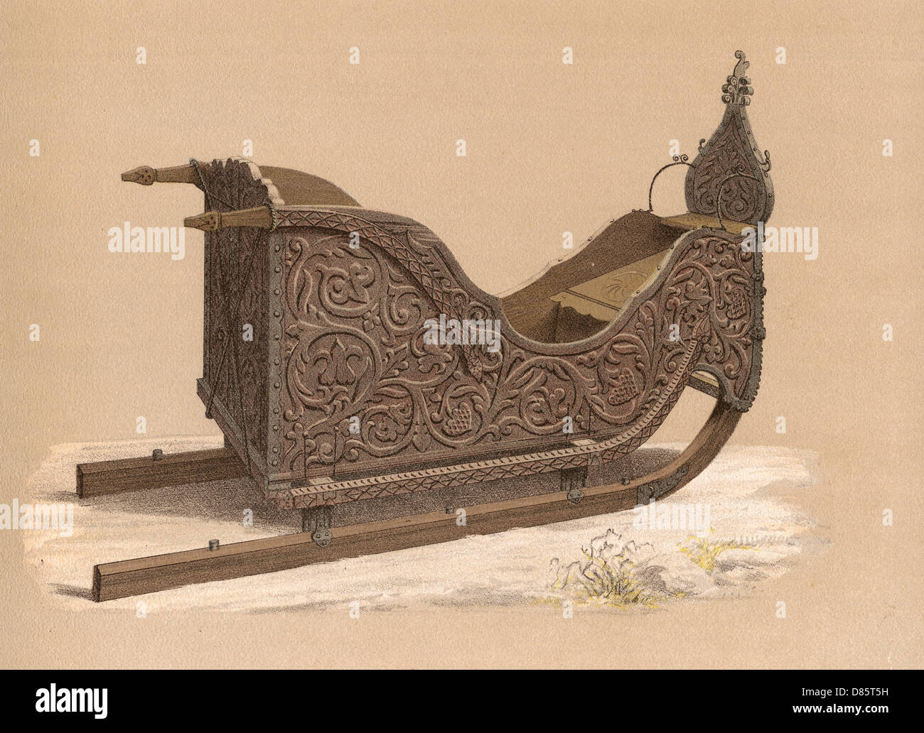 Norwegian wooden sledge Stock Photo - Alamy
