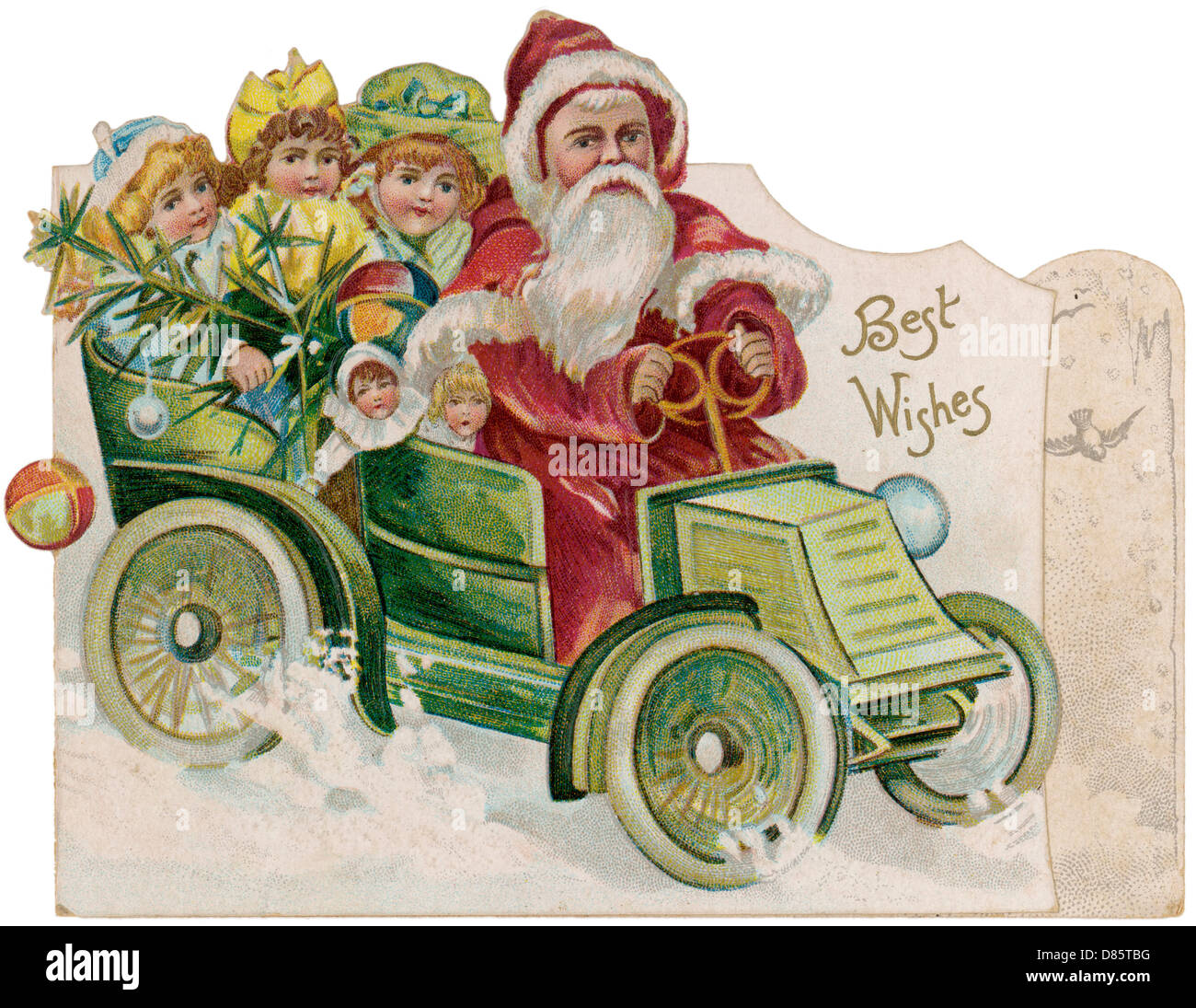 Father Christmas Delivering Presents By Car Stock Photo - Alamy