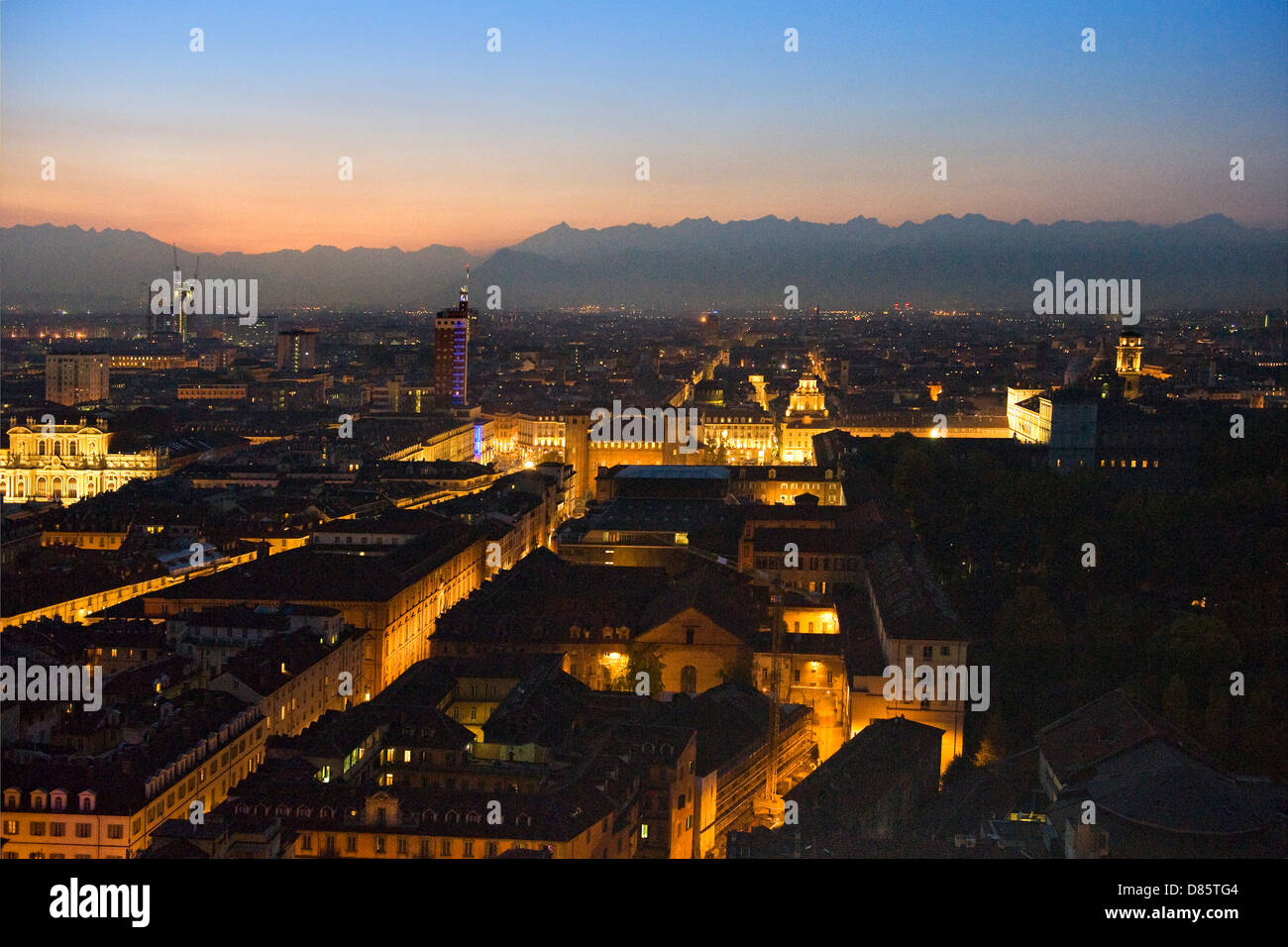 Italy Piedmont Turin night view from Mole Antonelliana Stock Photo - Alamy