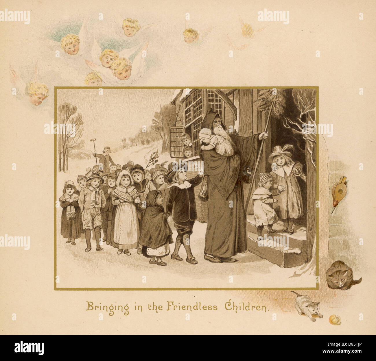 Father Christmas with friendless children Stock Photo - Alamy