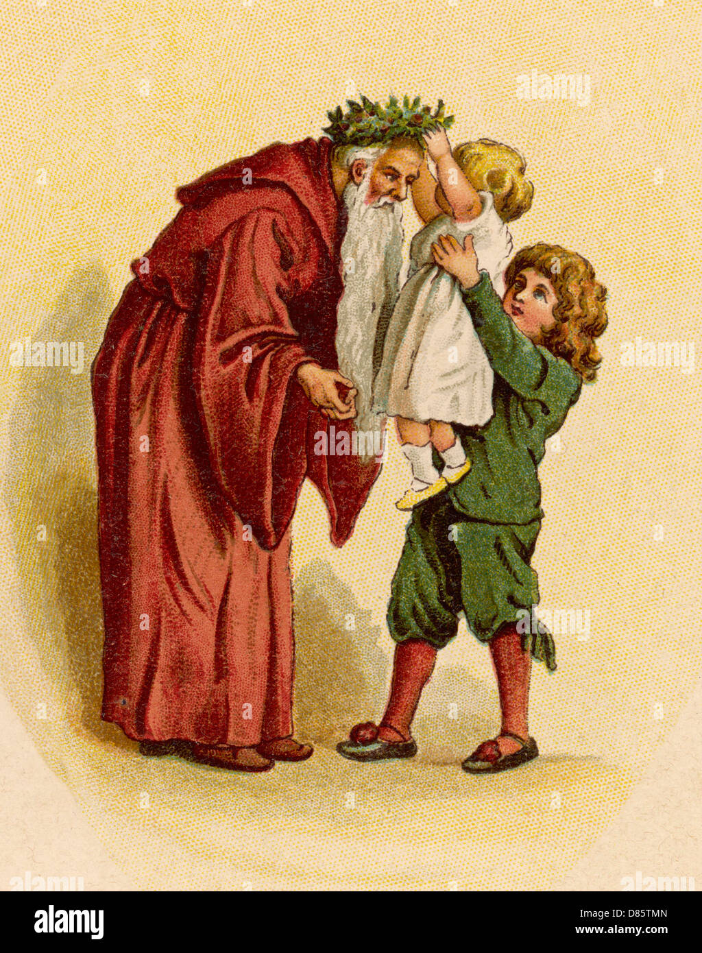 Father Christmas with children Stock Photo - Alamy