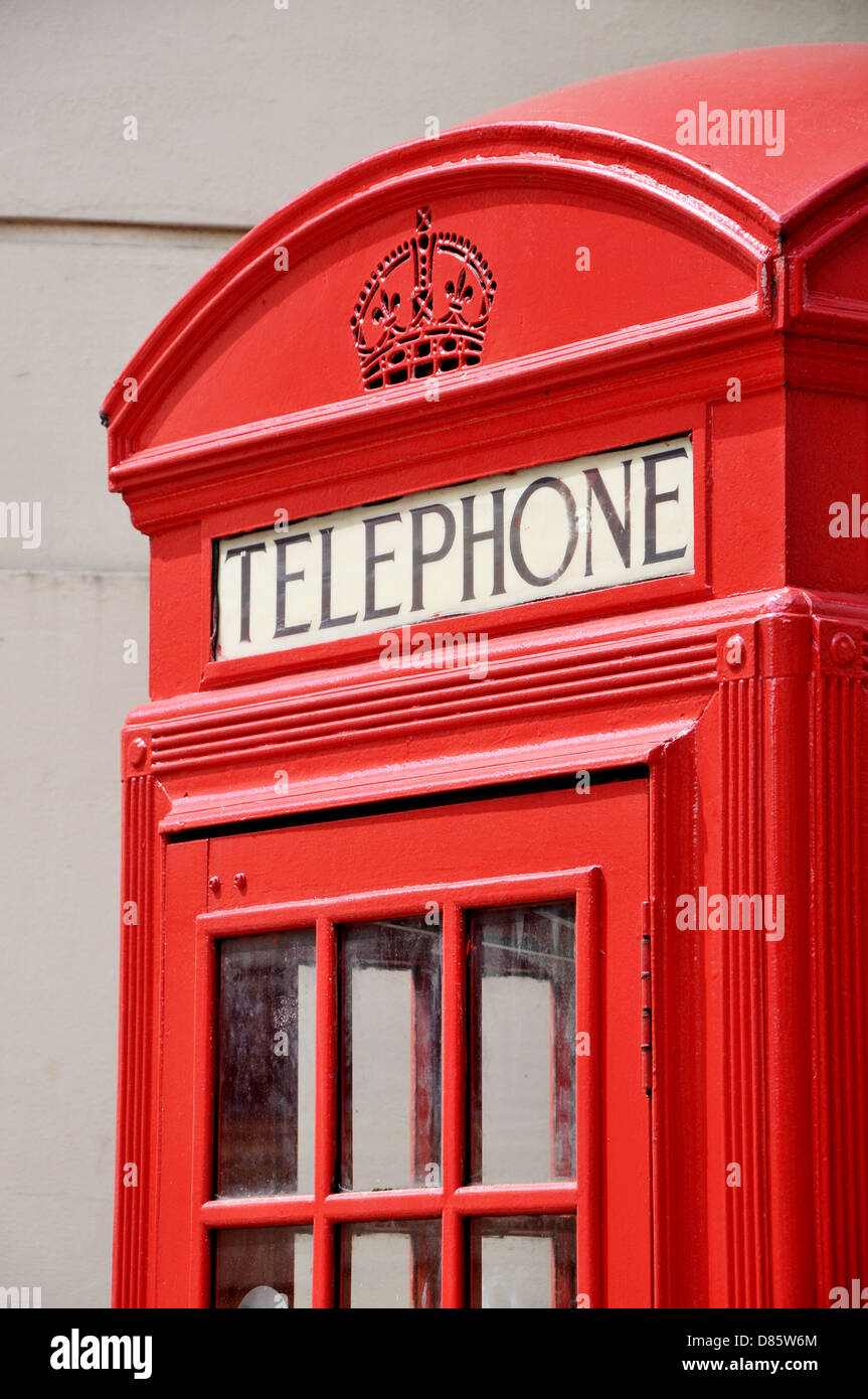 Old style red British telephone box Stock Photo - Alamy