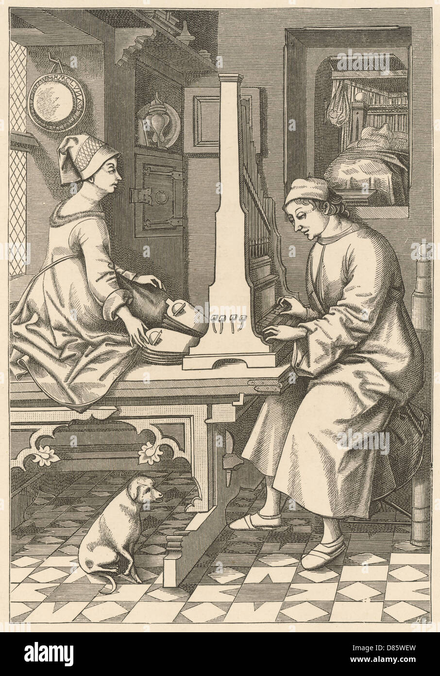 German musician playing a portable organ Stock Photo - Alamy