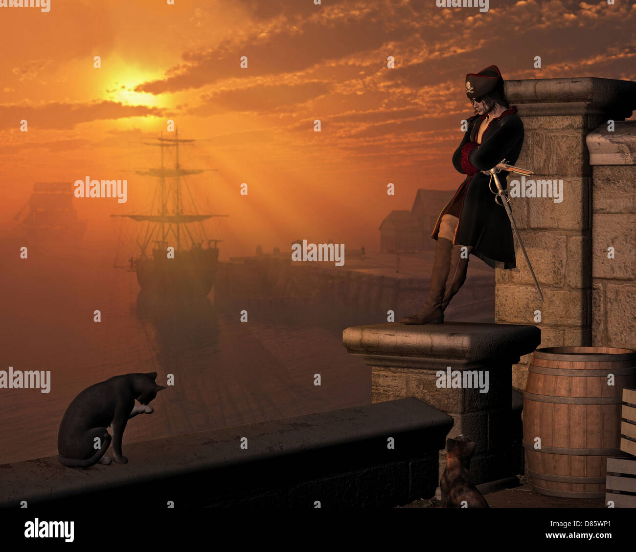 Pirate ship scene hi-res stock photography and images - Alamy