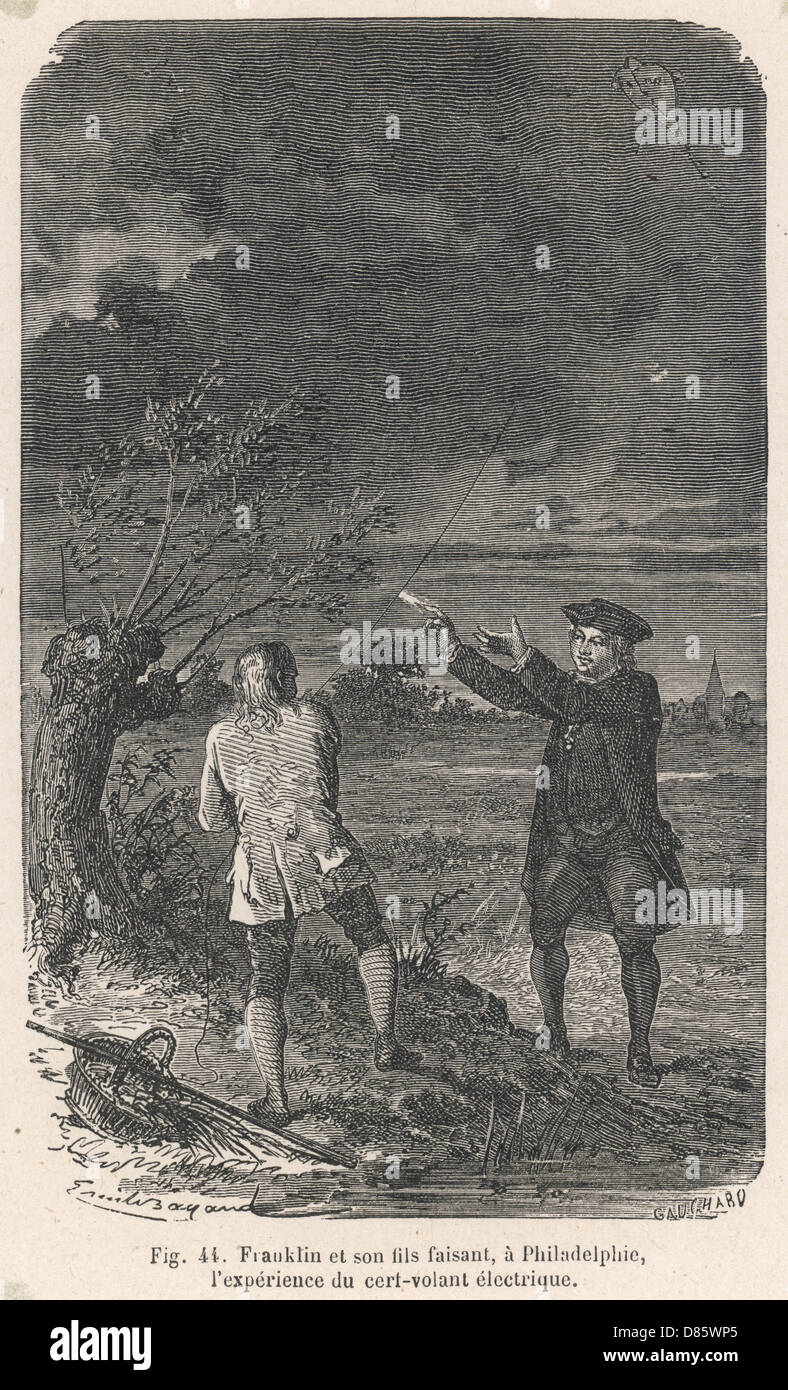 Benjamin Franklin and his kite Stock Photo - Alamy