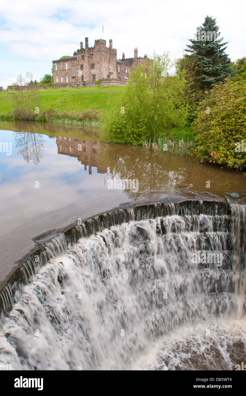 Ripley Castle gardens and lake with waterfall Stock Photo - Alamy