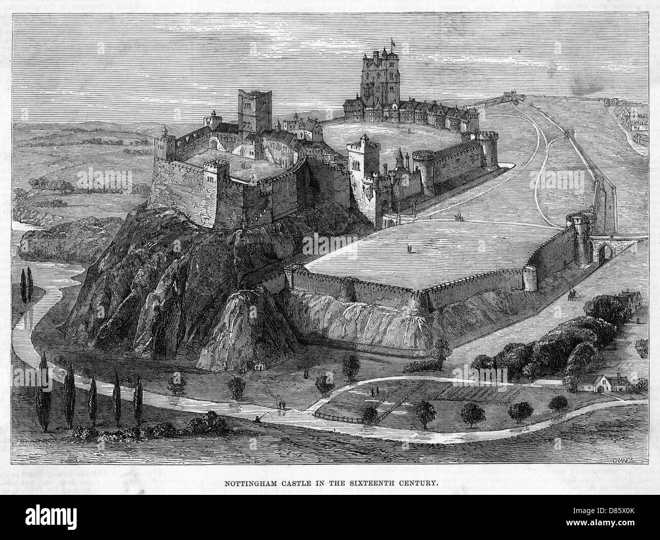Historical castle walls Black and White Stock Photos & Images - Alamy