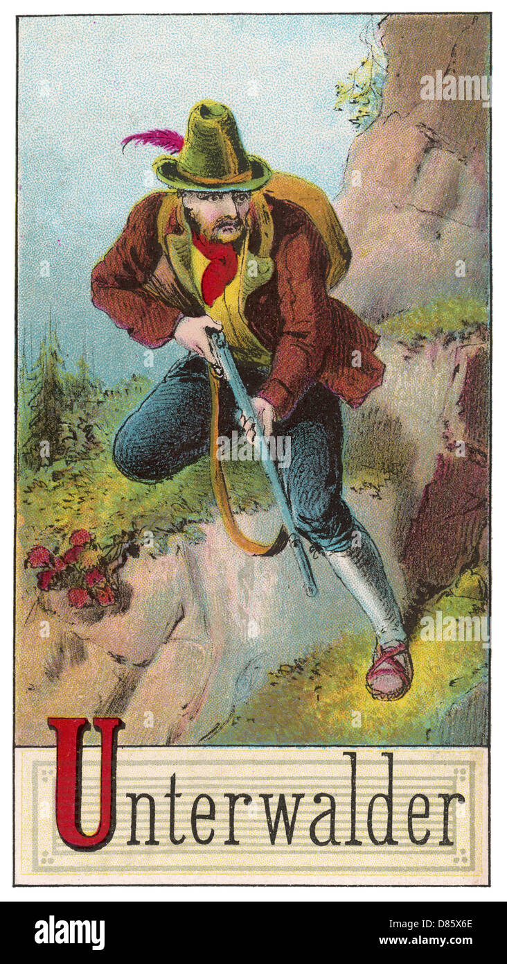 Swiss man hunting in the mountains Stock Photo - Alamy