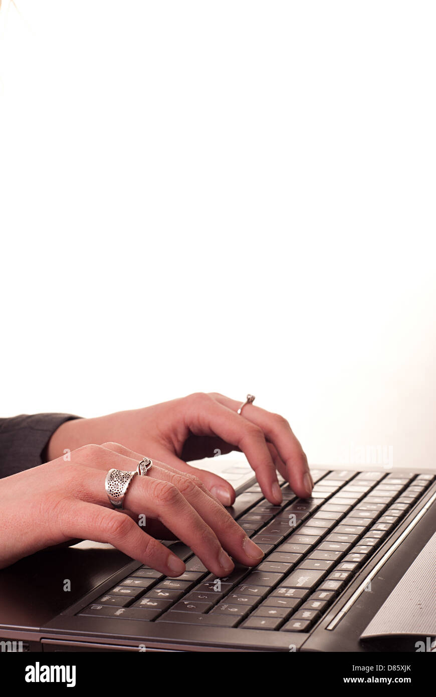 Woman's fingers on the keyboard of computer Stock Photo - Alamy