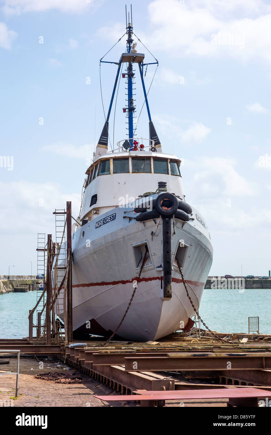 Nore Crest on slipway for refit Ramsgate Harbour Kent Stock Photo - Alamy