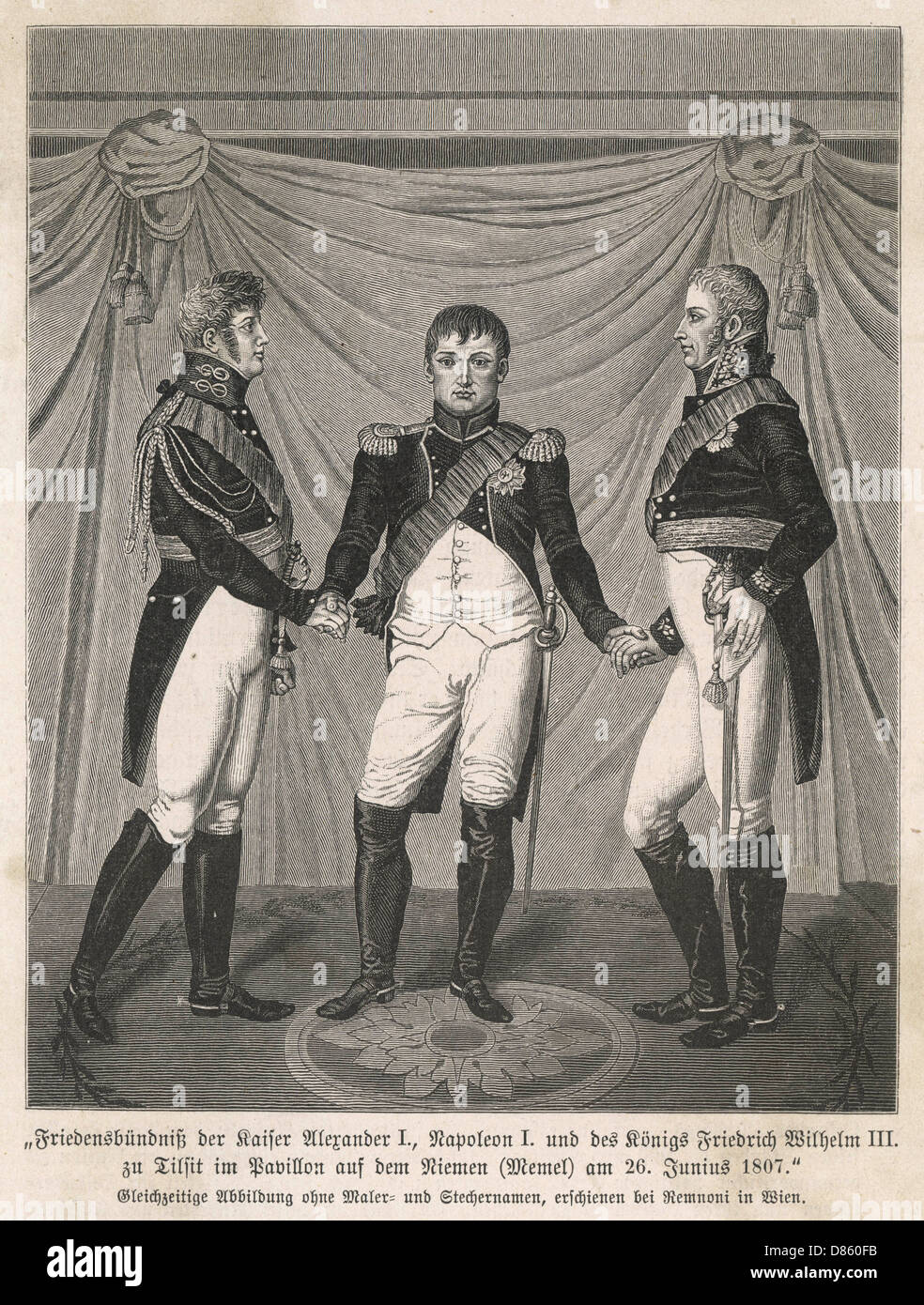 Meeting of three leaders at Tilsit, Napoleonic Wars Stock Photo - Alamy