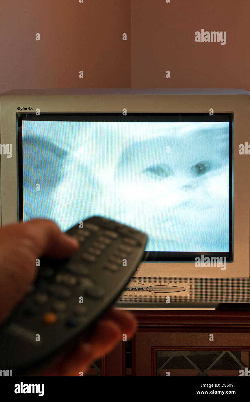 Hand tv remote turning off hi-res stock photography and images - Alamy