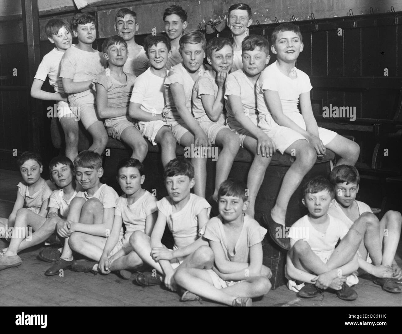 Boys Club gym class group photograph 1933 Stock Photo - Alamy
