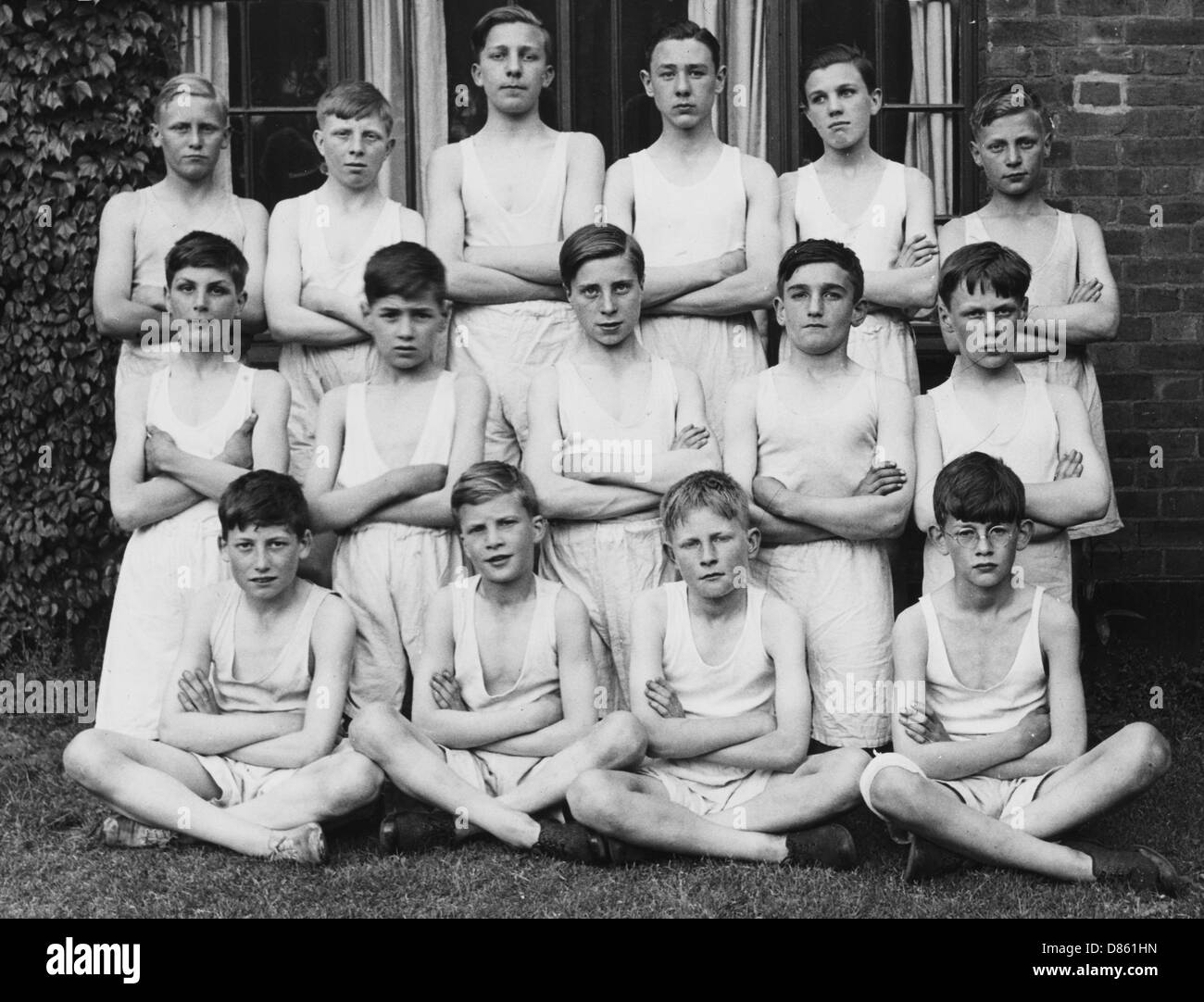 Boys Club gym class group photograph 1937 Stock Photo - Alamy