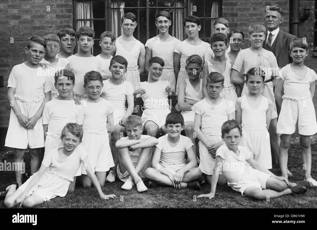 Boys Club gym class group photograph 1933 Stock Photo - Alamy
