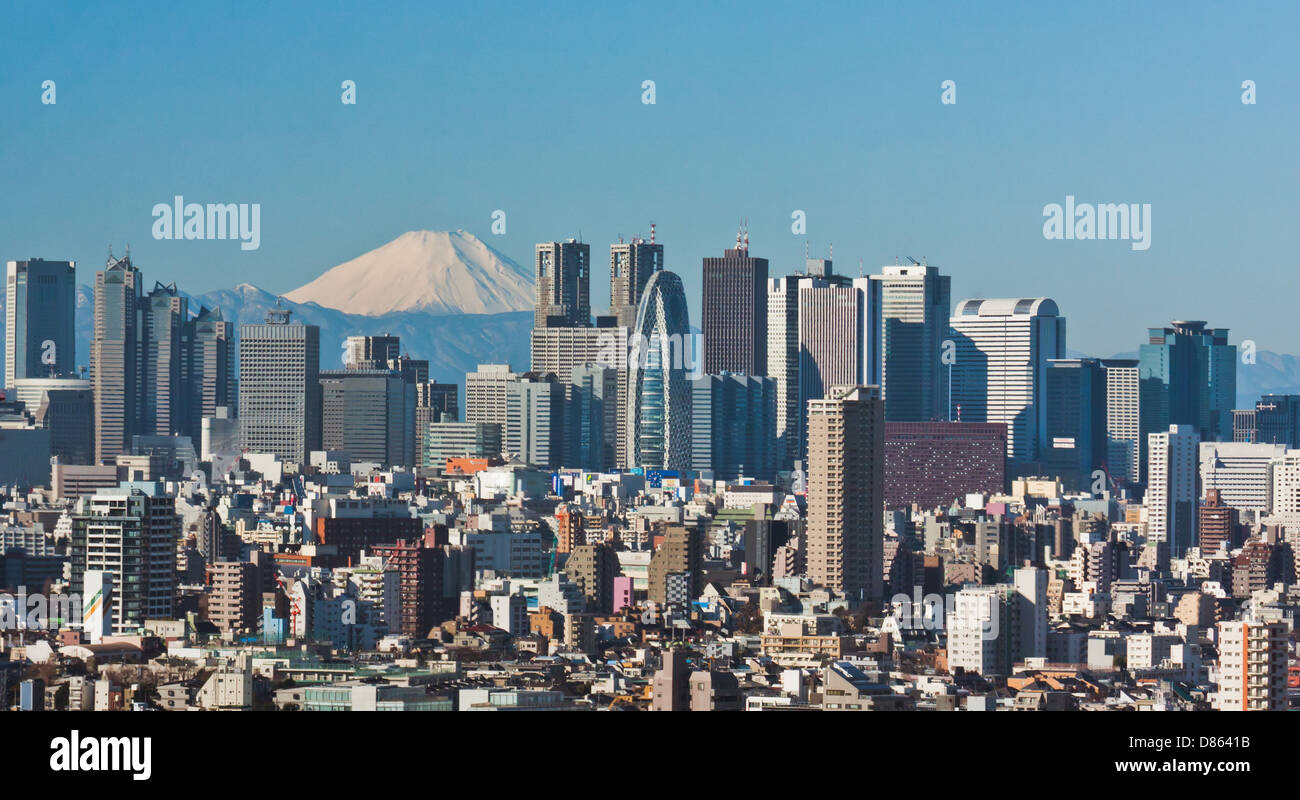 The skyline of Shinjuku, Tokyo, features a collection of iconic ...