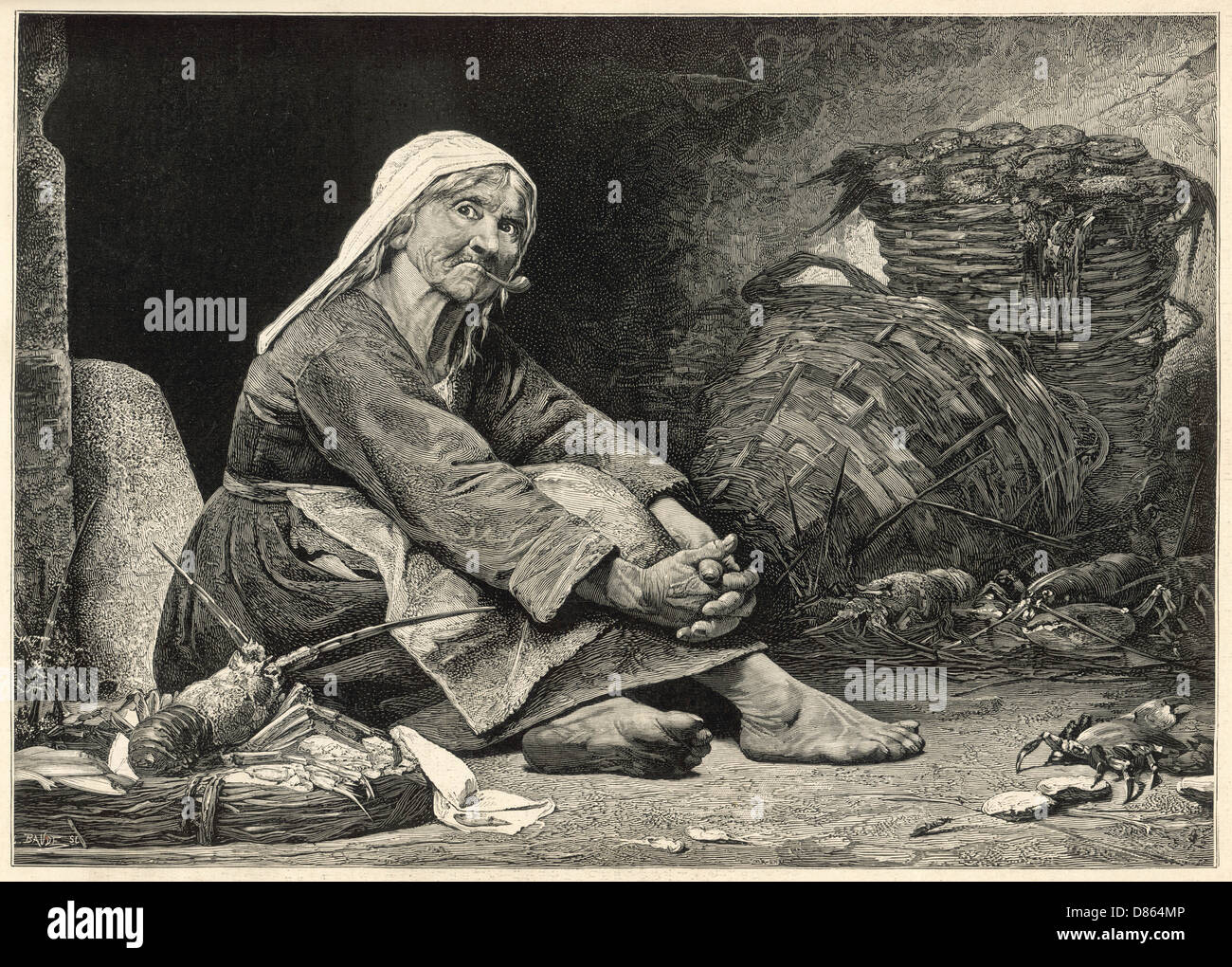 An old peasant woman at Breton Market Stock Photo - Alamy