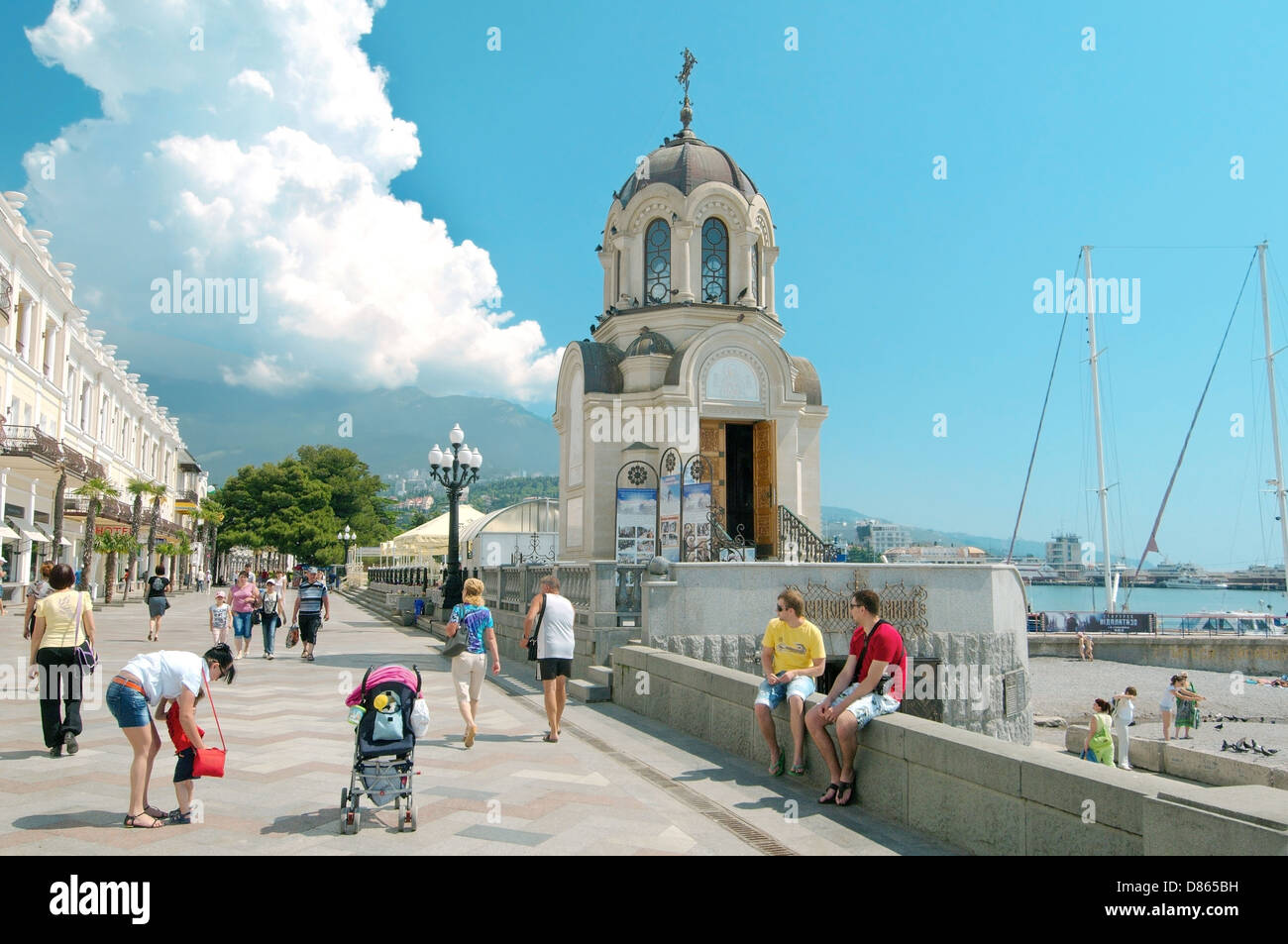 Orthodox church on the seafront of Yalta, Crimea, Ukraine, Eastern ...