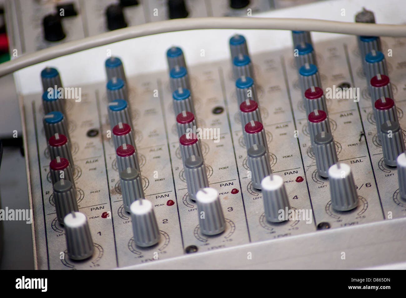Equalizer controls on a mixer at a recording studio in Sussex, UK Stock ...