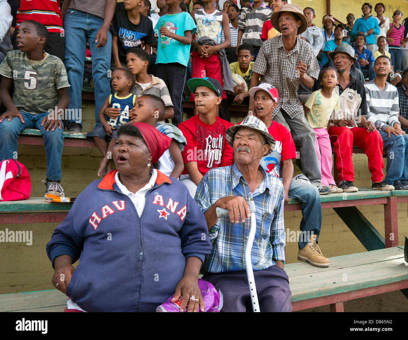 Spectators at a rugby match in Barrydale, Western Cape, South Africa ...