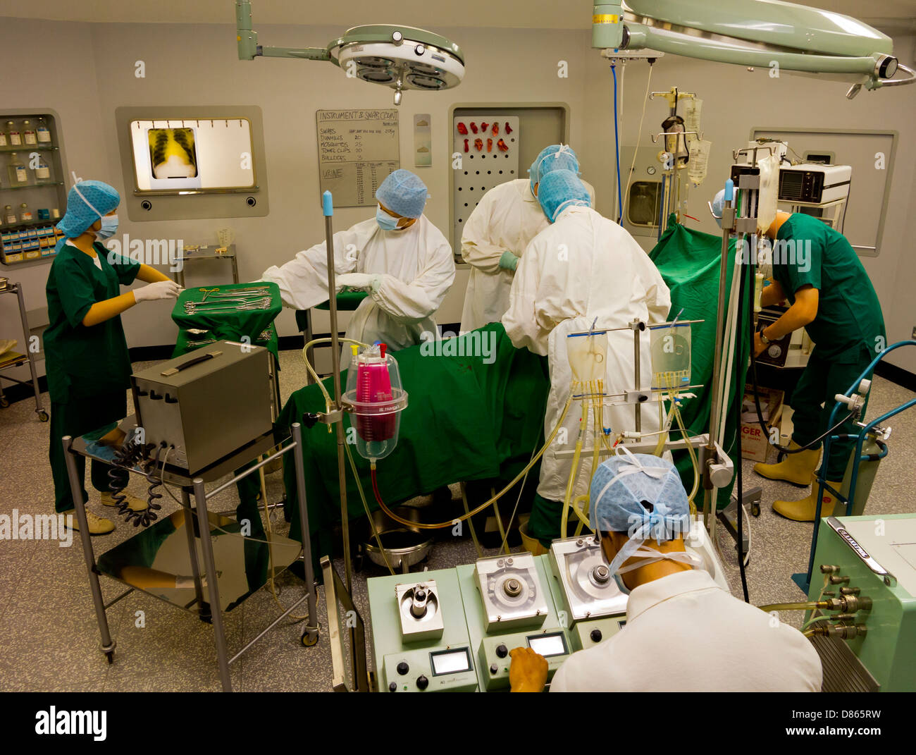 Operating theatre tableau in the medical exhibits in the Science Museum ...