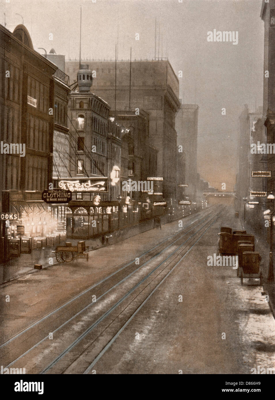 Chicago By Night 1911 Stock Photo - Alamy