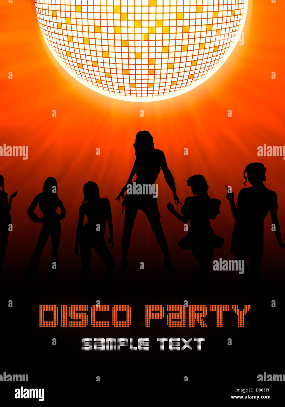 Disco party. Dance floor poster full layout Stock Photo - Alamy