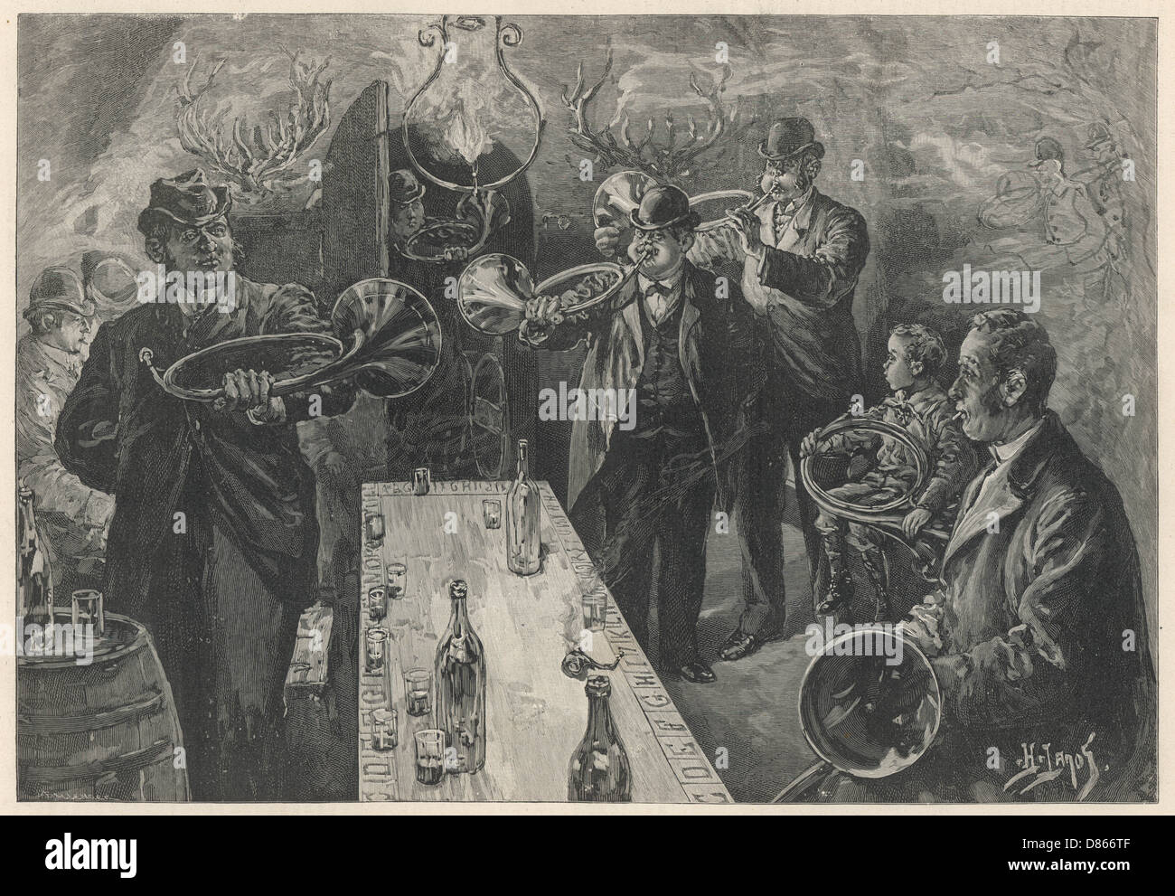 Horn Lesson in a Wine Cellar Stock Photo - Alamy