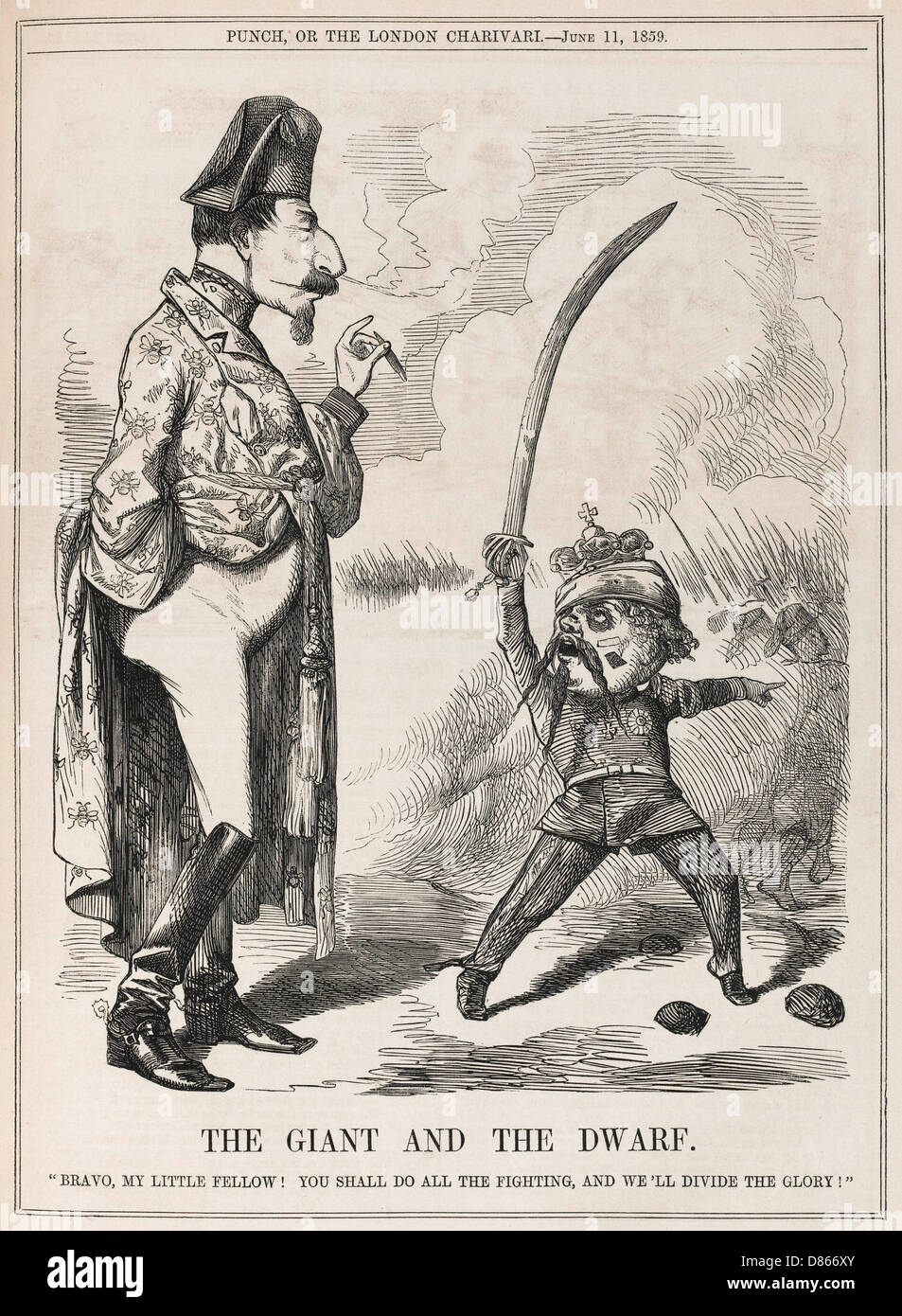 Cartoon, The Giant and the Dwarf Stock Photo - Alamy