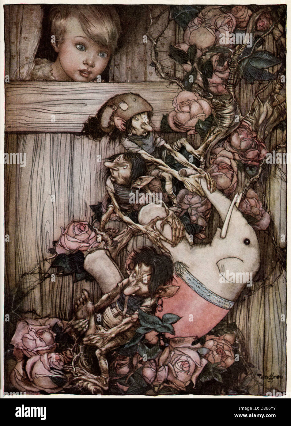 Elves stealing toys Stock Photo - Alamy