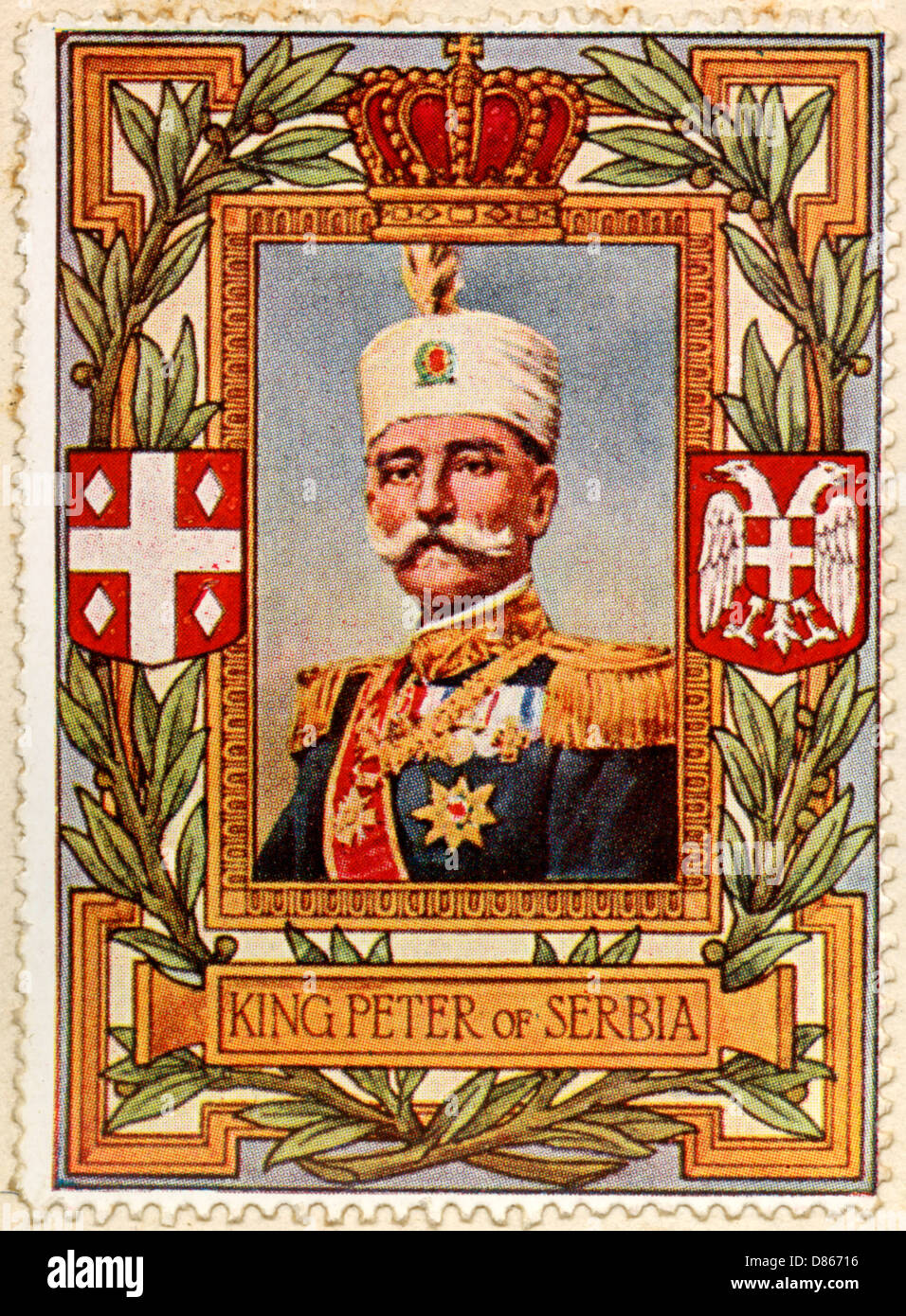 Peter I King Of Serbia Stamp Stock Photo - Alamy