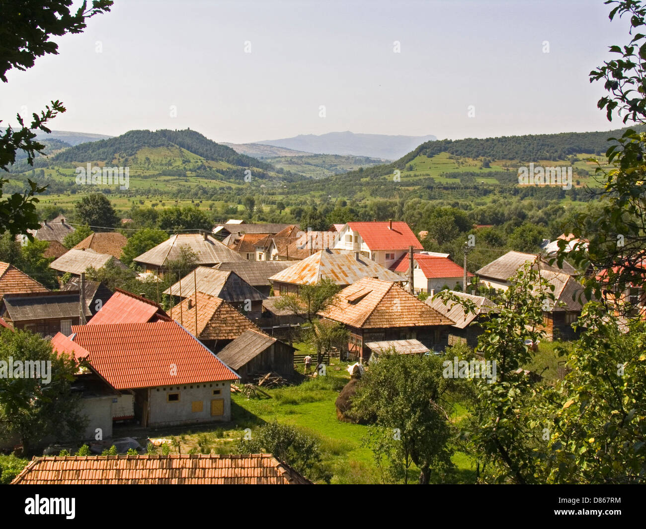 europe, romania, maramures, panoramic view from barsana village Stock ...