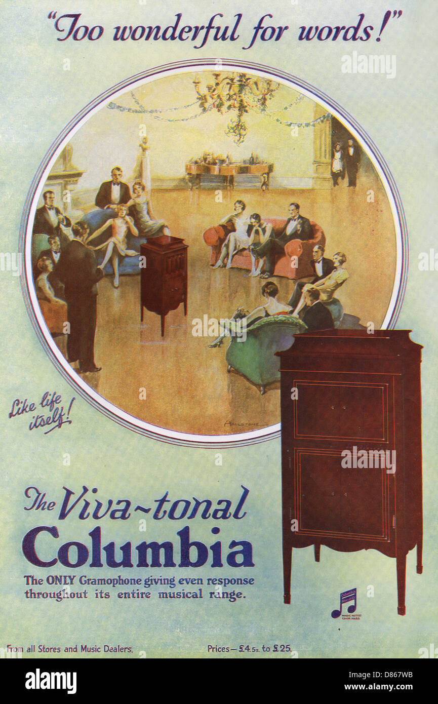 Columbia gramophone advertisement Stock Photo - Alamy