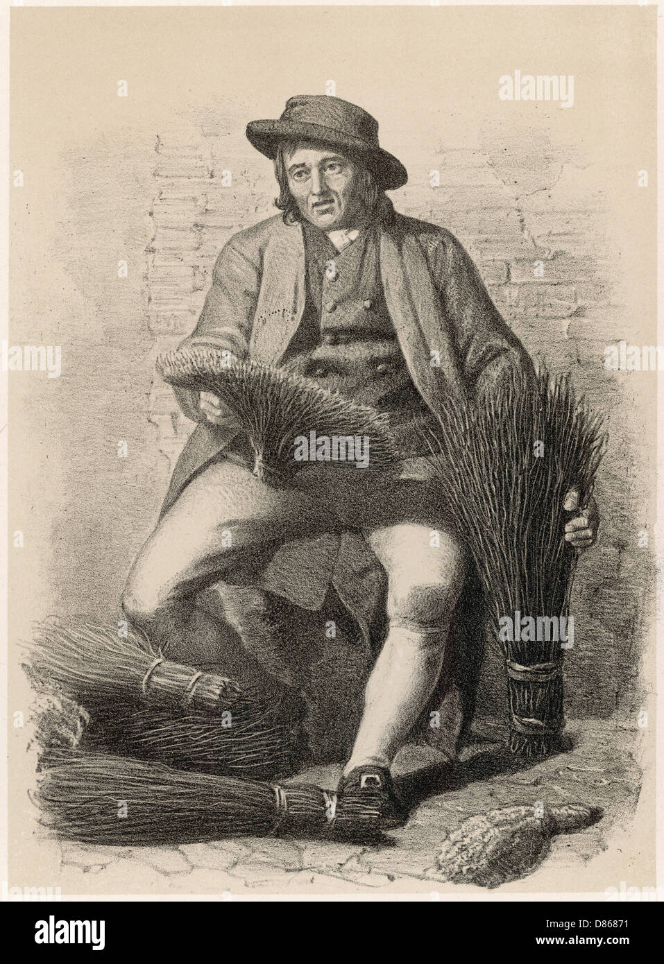 Man selling broomheads, Sweden Stock Photo - Alamy