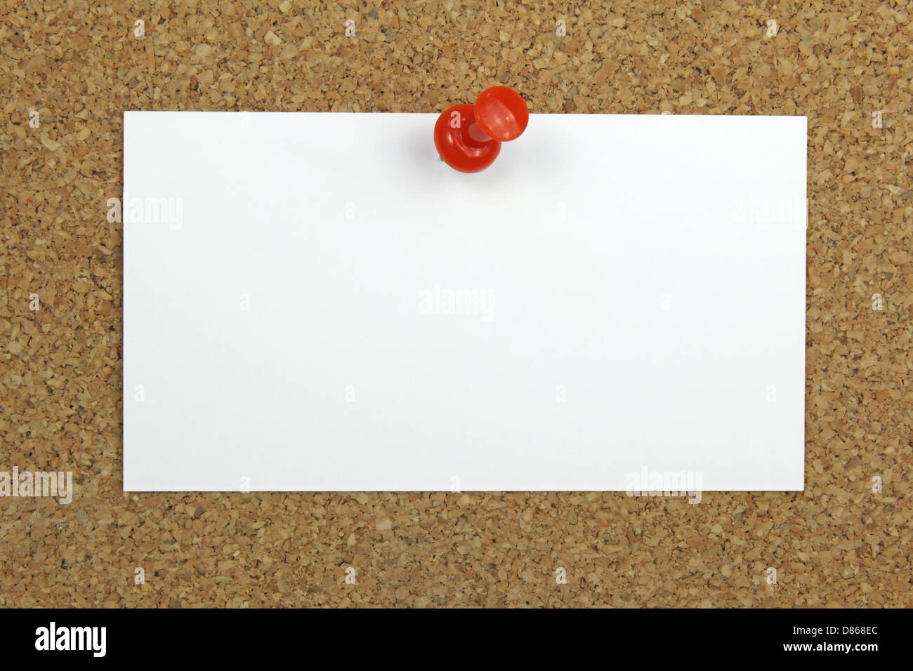 push pin holding a blank note card on a cork board Stock Photo - Alamy