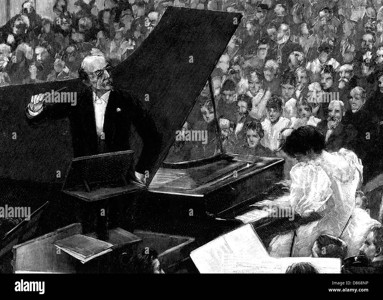 Von Bulow conducts Piano concerto, 1892 Stock Photo - Alamy