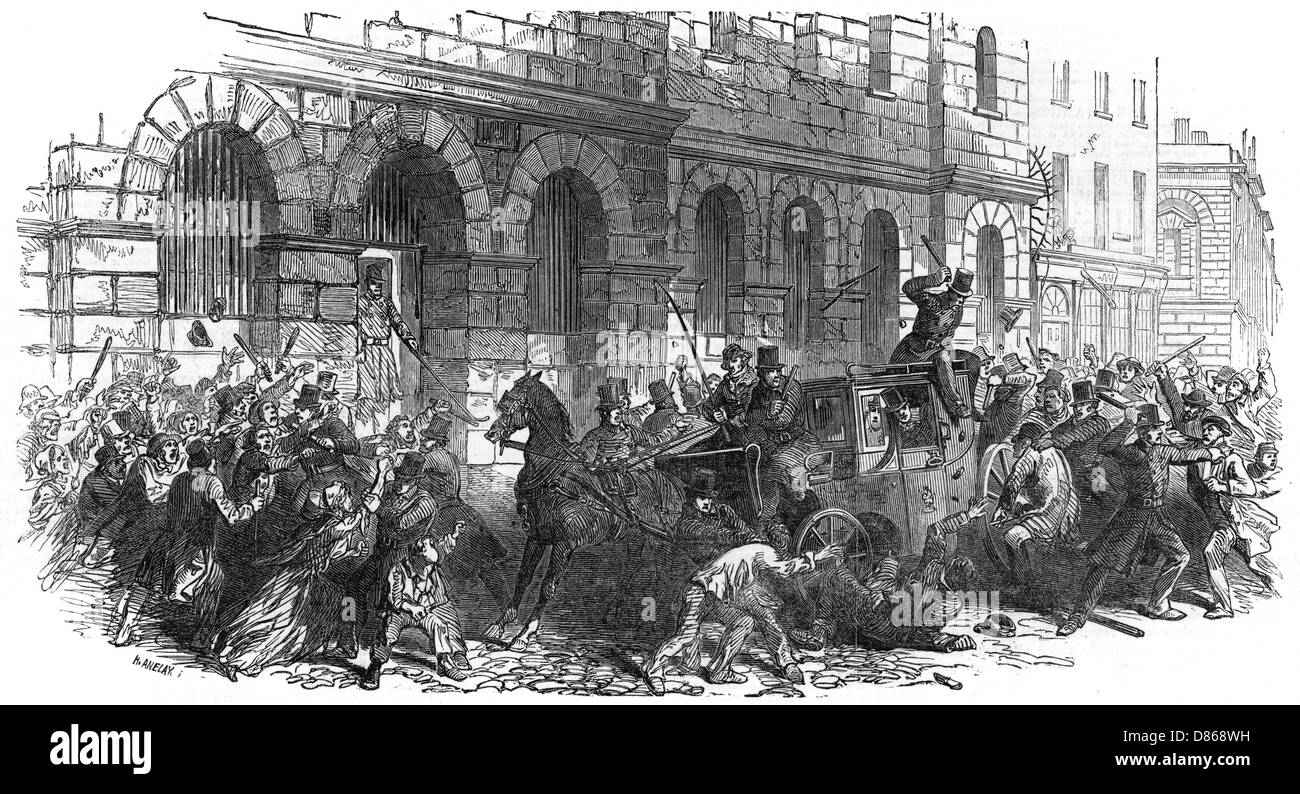 A street riot on Giltspur Street, London Stock Photo - Alamy