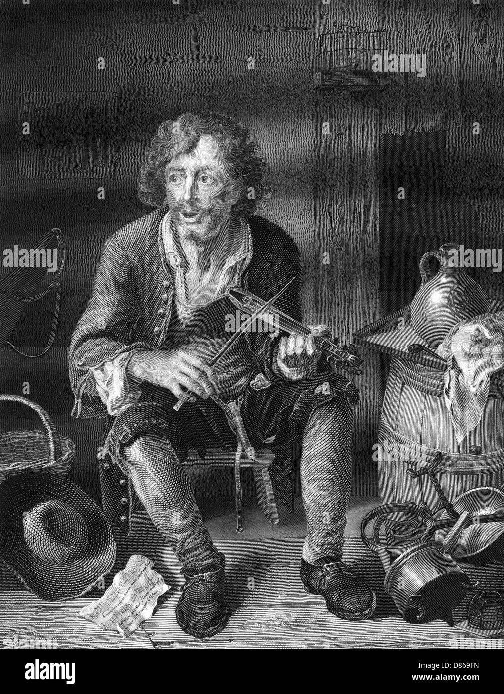 Music at home - the ballad singer Stock Photo - Alamy