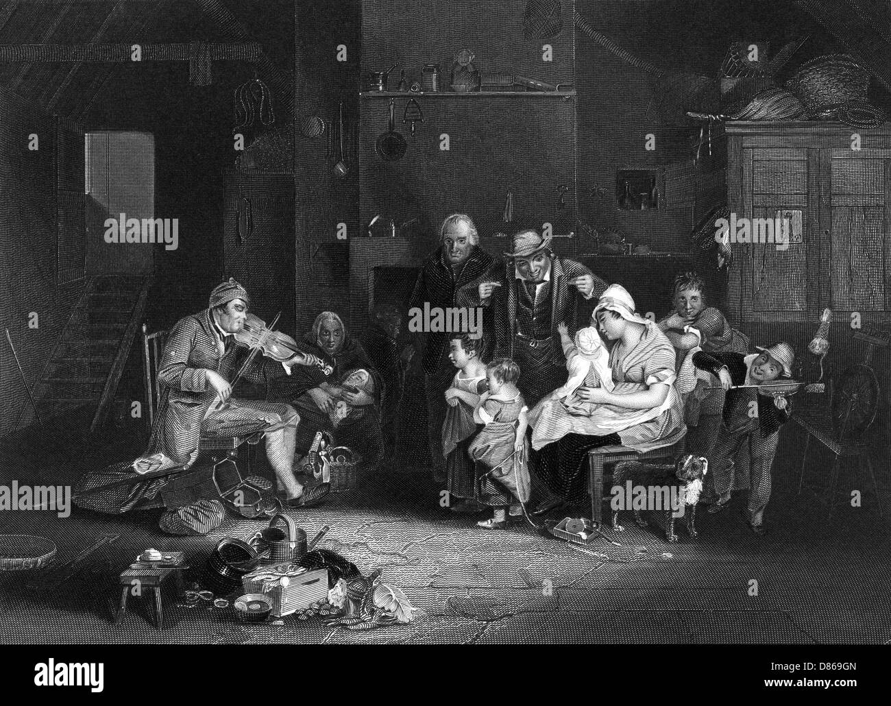 Music at home - the blind fiddler Stock Photo - Alamy