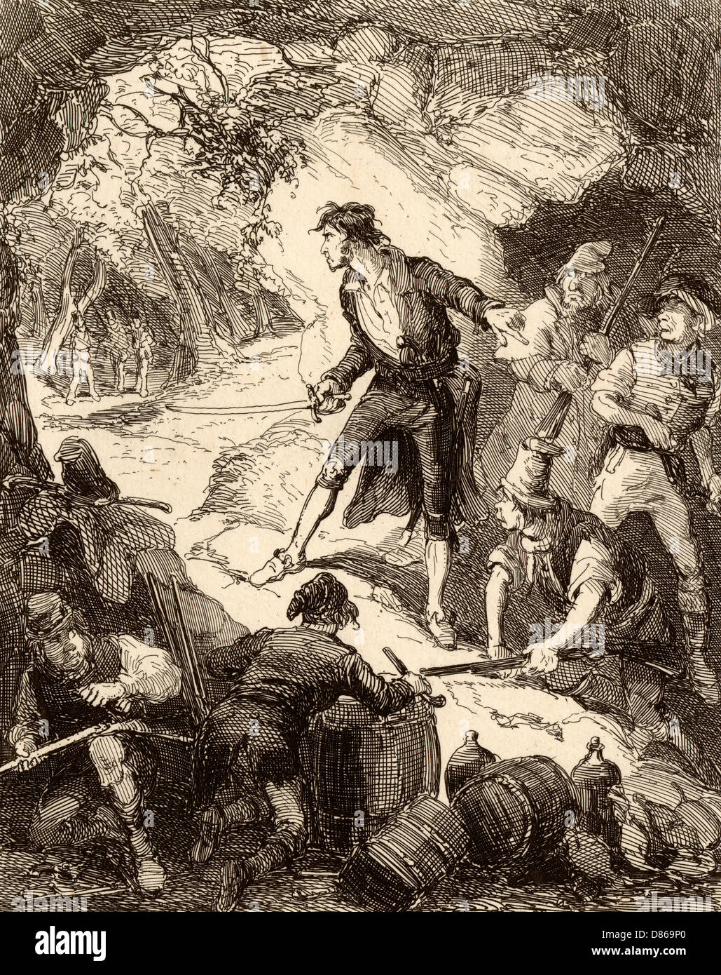 Discovery of Captain Grant and his band Stock Photo - Alamy