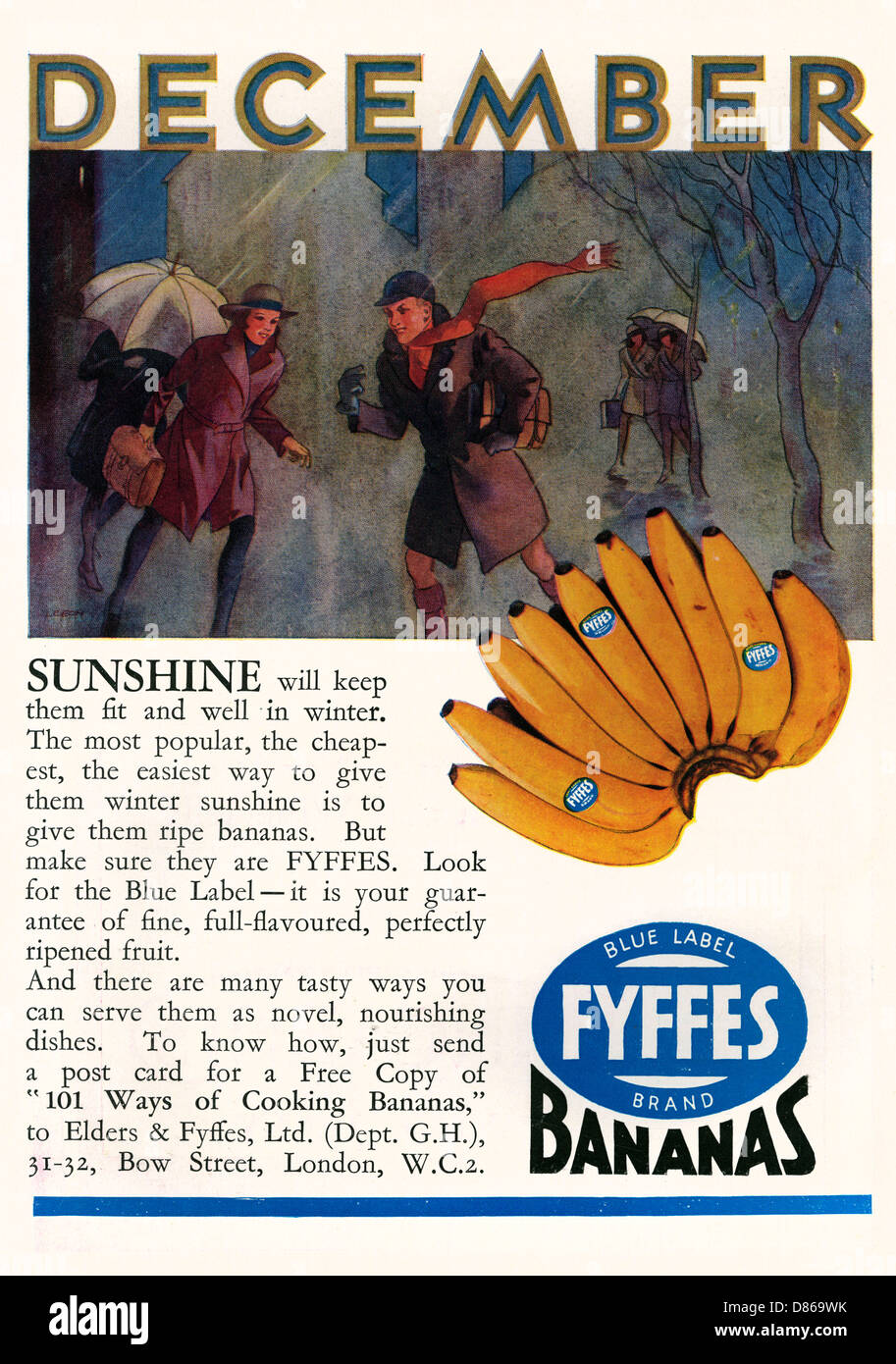 Banana advertisement, 1931 Stock Photo - Alamy