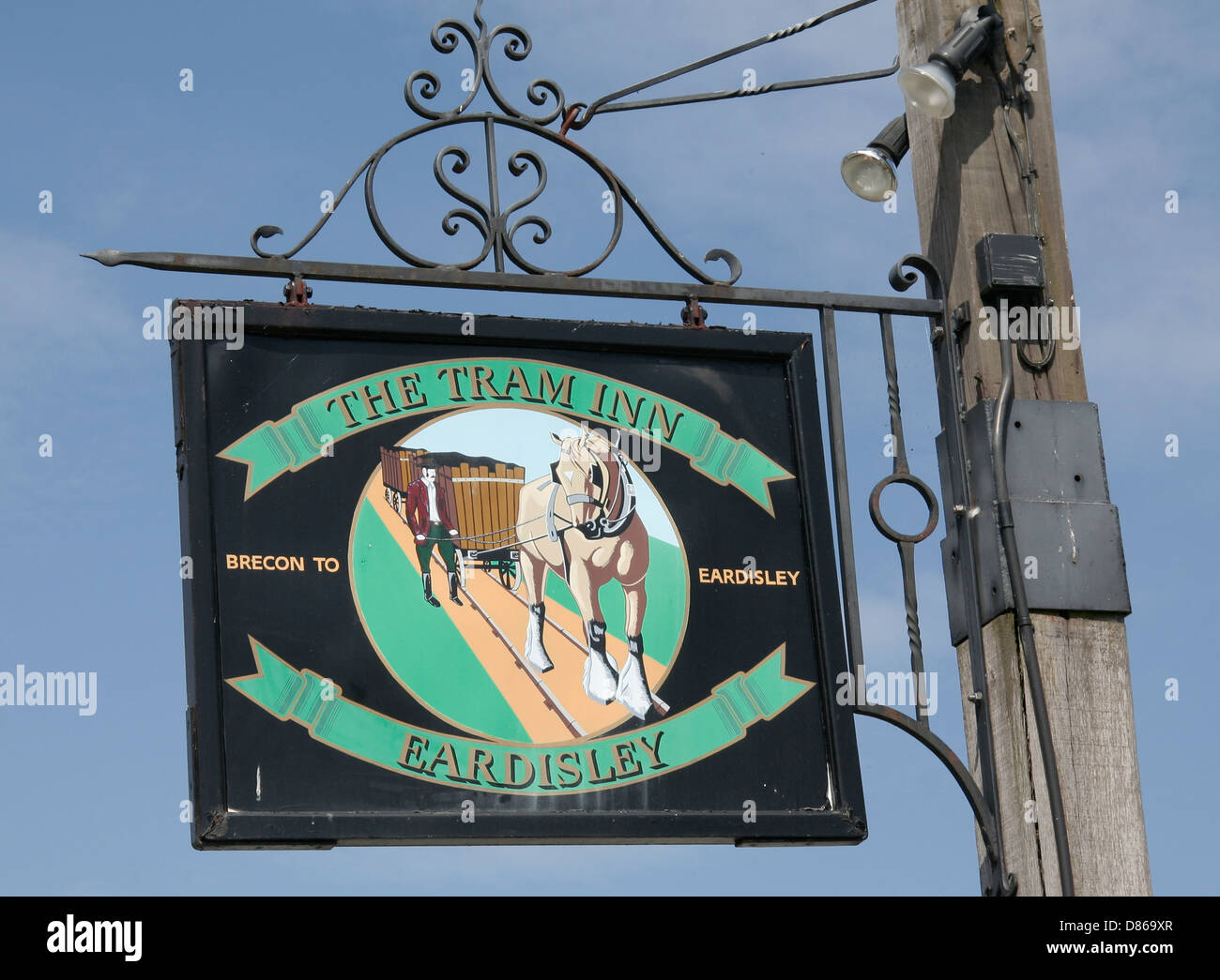 Tram Inn sign Black and White Village Trail Eardisley Herefordshire ...
