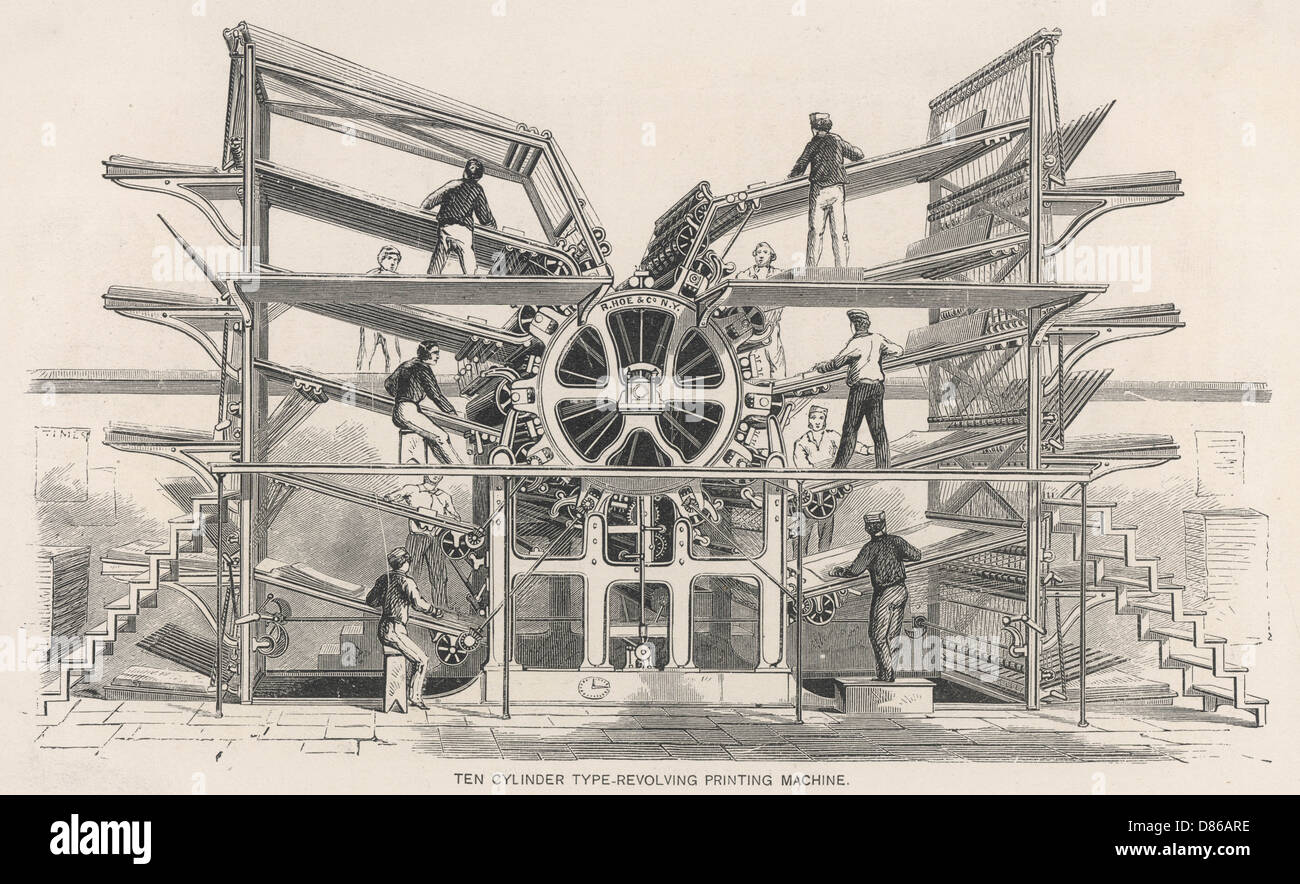 HoeÆs Printing Machine 1872 Stock Photo - Alamy