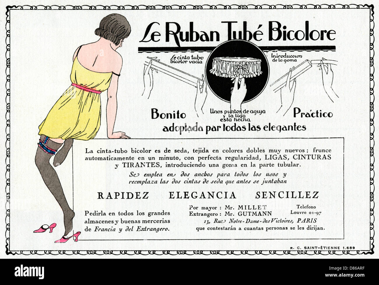 Advertisement for ladies' garter Stock Photo - Alamy