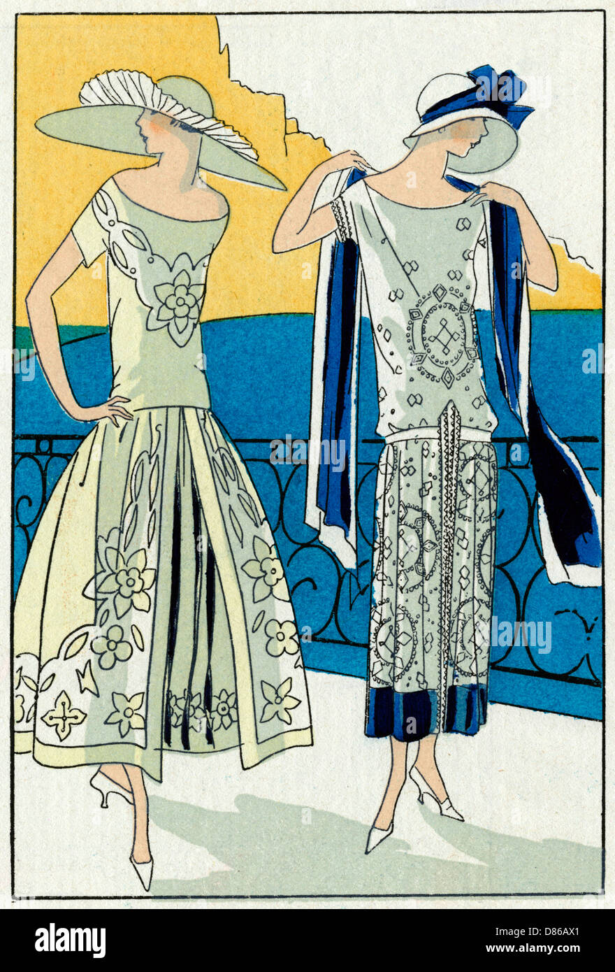 Two ladies in summer dresses by Jeanne Lanvin Stock Photo - Alamy