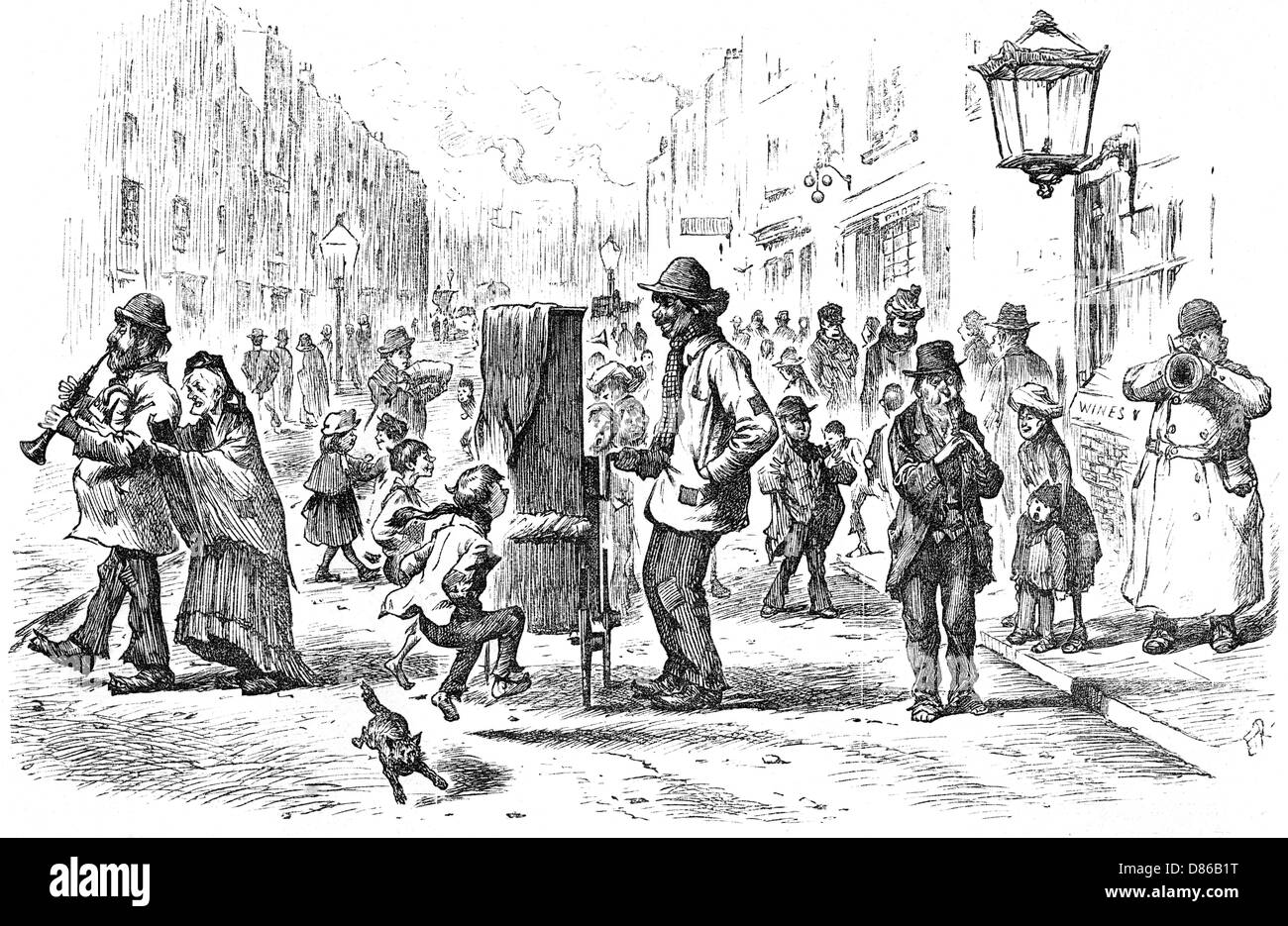 Cartoon, The Music in our Street Stock Photo - Alamy