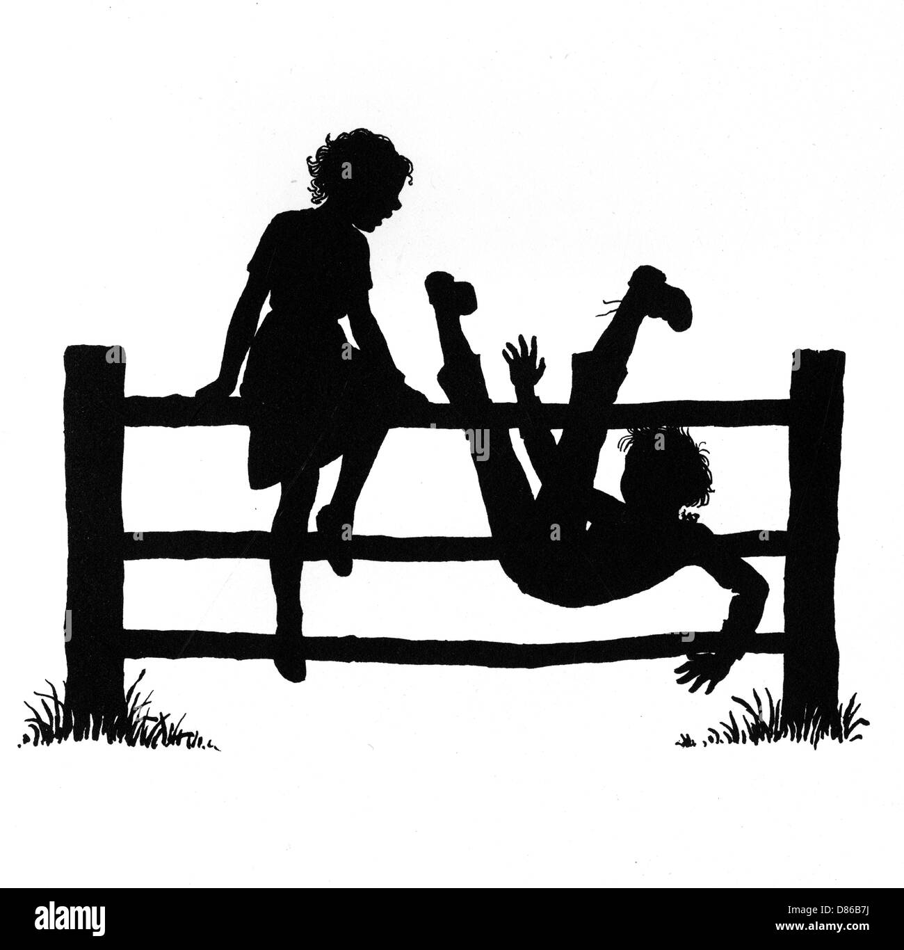 Dunderpate falling off the fence Stock Photo - Alamy