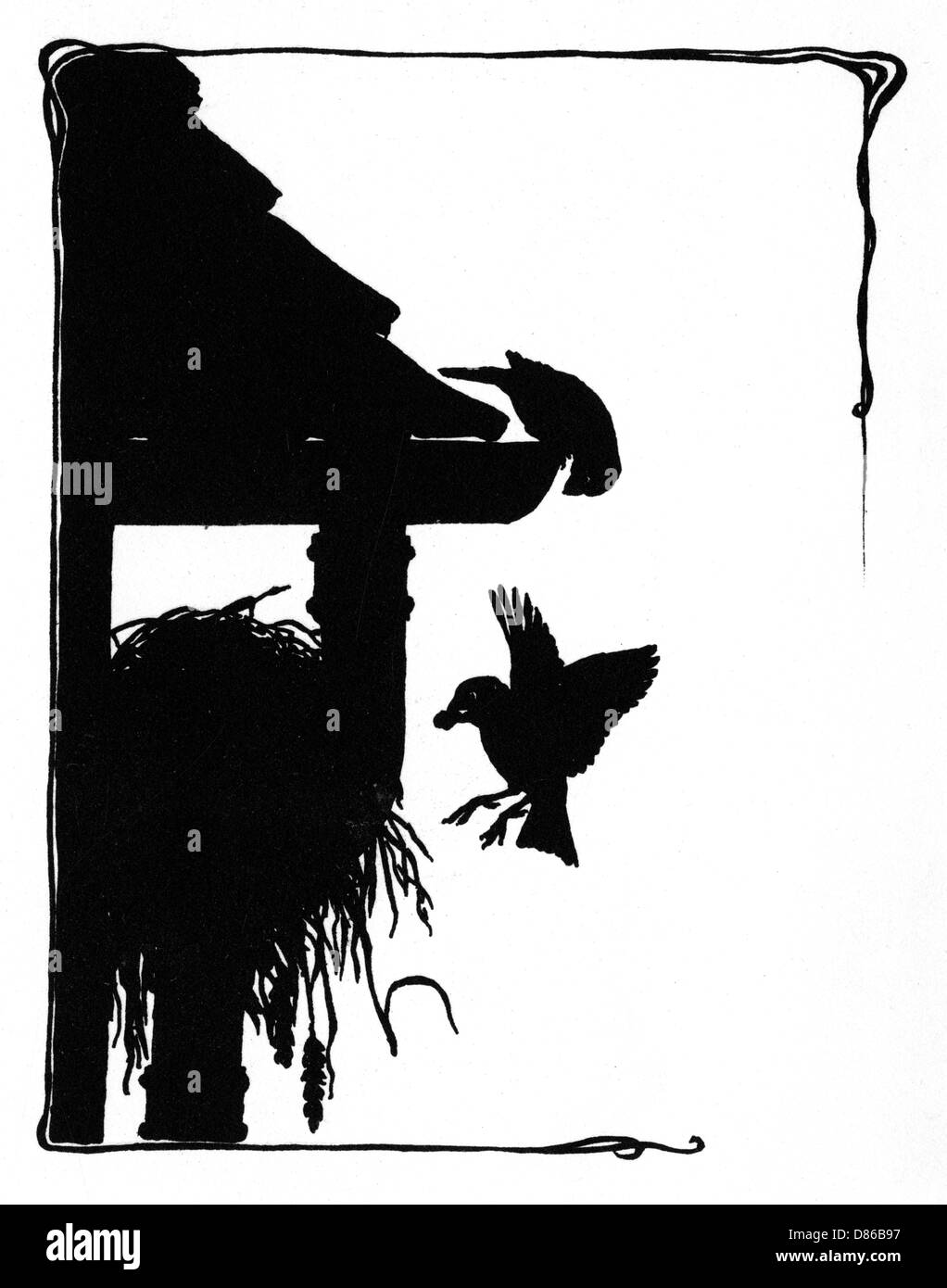 Two sparrows and their nest Stock Photo - Alamy